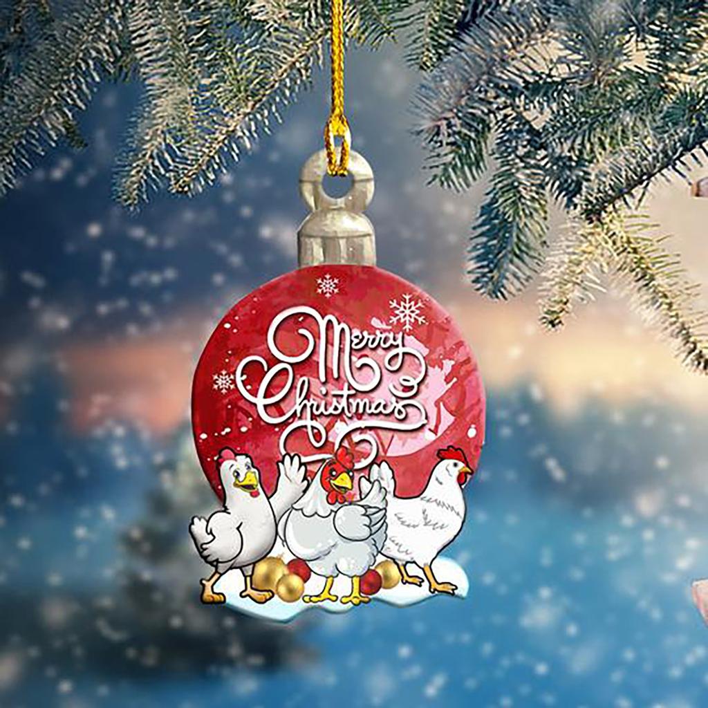 Cheap Chicken With Scarf Christmas Rooster Wooden Hanging Tree ...