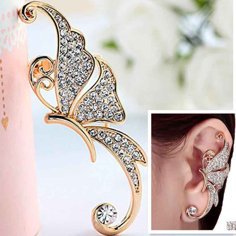 Buy Crystal Butterfly Wings Ear Clip Clamp Earring Fashion Jewelry at ...