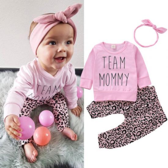 Buy Toddler Kids Baby Girls Outfits Clothes T-shirt Tops +Leopard Print Pants Set at affordable ...