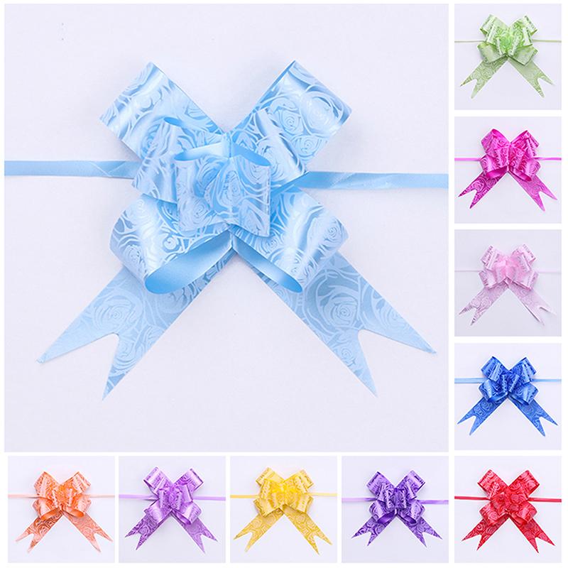 WCIC New Large Ribbon Bow Assorted Color Easy Pull Flower Ribbon Party ...