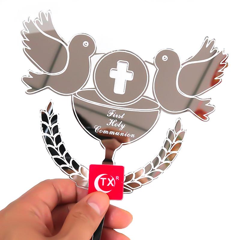 Cheap 1Pc Baptist Cake Topper Pigeons IHS Eucharist Golden Silver Cake ...