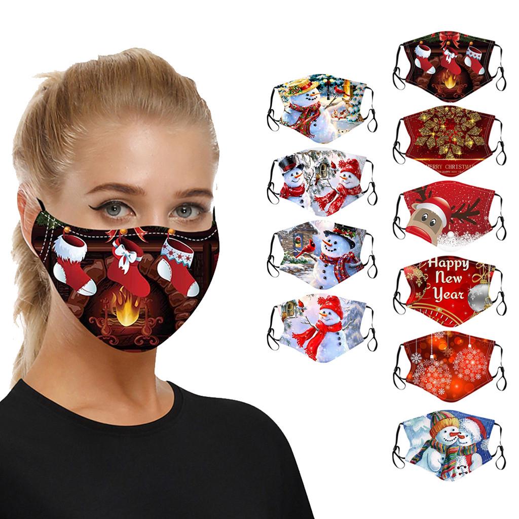 Buy Aominuo 10pc Christmas Print Mouth Masks for Protection Face Mask ...