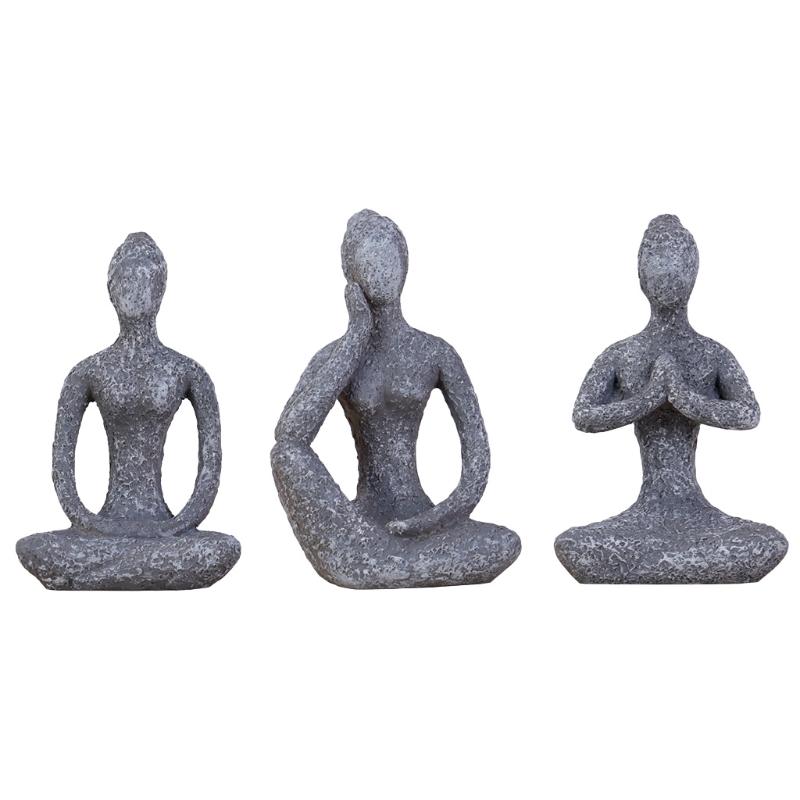 Buy Set of 3 Meditation Yoga Pose Statue Zen Yoga Figurine Set Resin ...