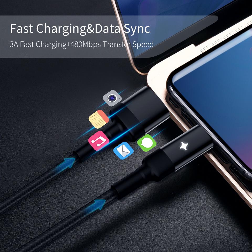 Buy Smart Led Micro Usb Type C Cable Fast Usbc Quick Charge QC 3.0 ...