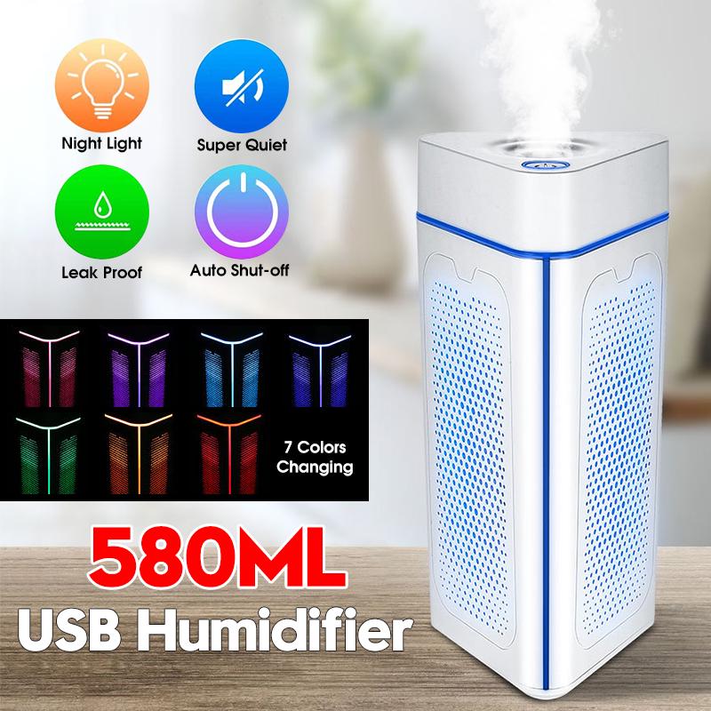 Buy 580ML Quiet Led Night Lights USB Electric Aroma Air Diffuser Wood ...
