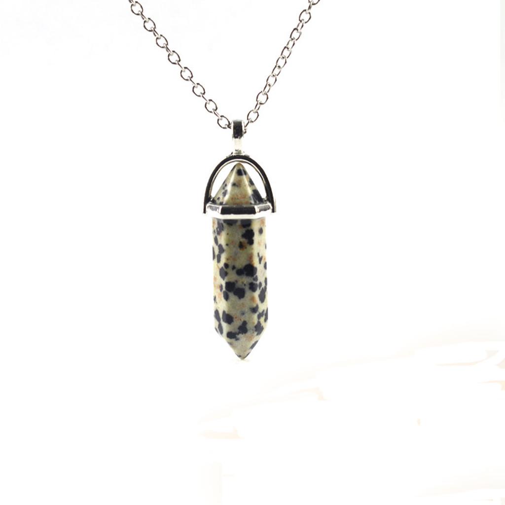 Buy Hexagonal Column Quartz Necklaces Pendant Natural Stone Bullet ...