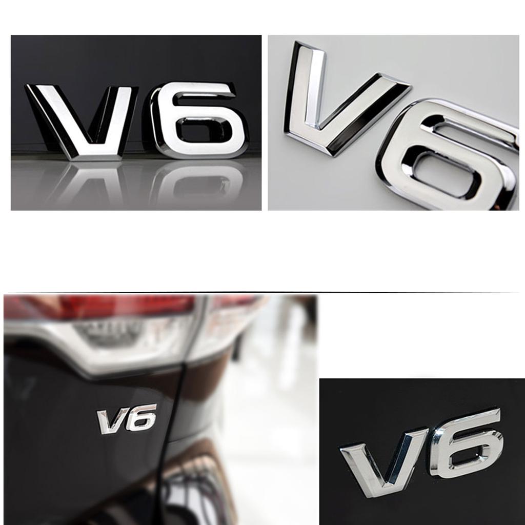 DSYCAR 3D Metal Car Decoration Metal Adhesive V6 Truck Car Badge Emblem ...