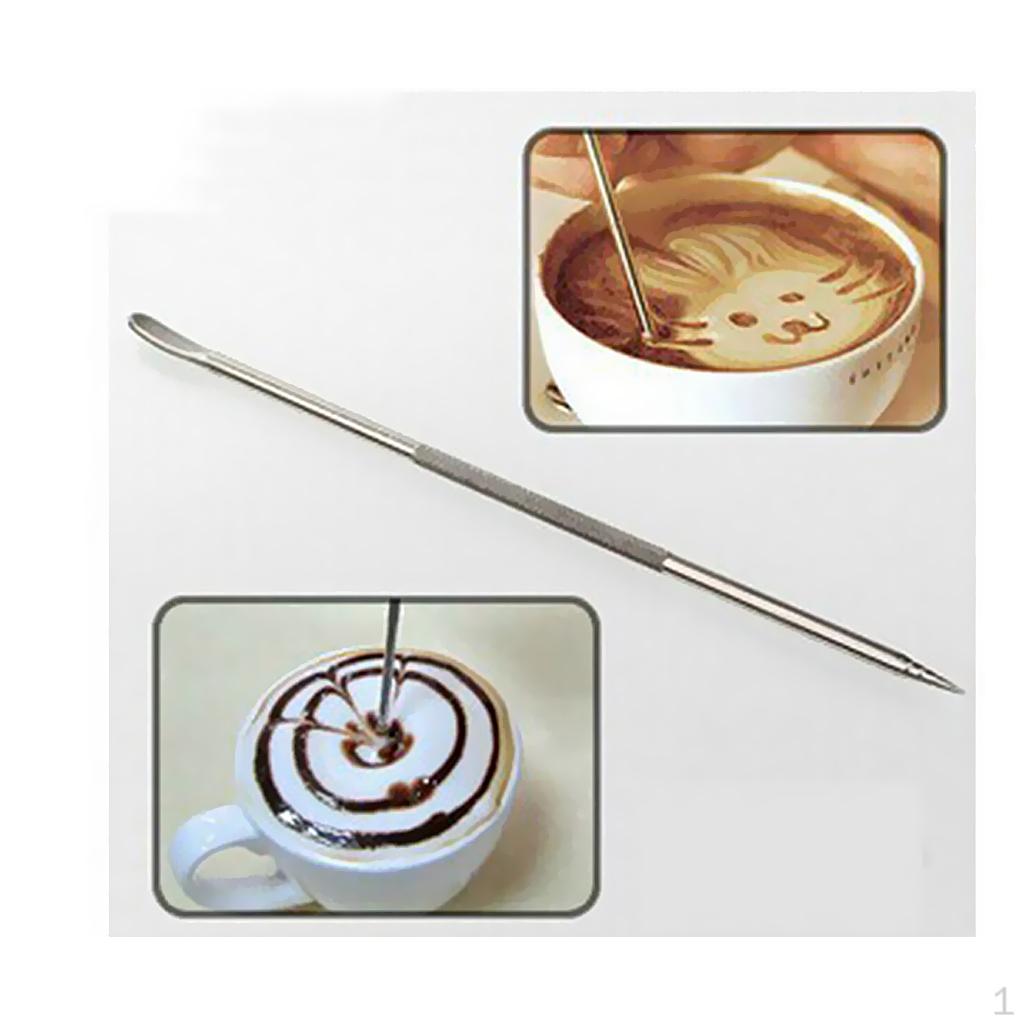 Buy Coffee Latte Foam Art Pen Tool Needle Spatula Stainless Steel ...