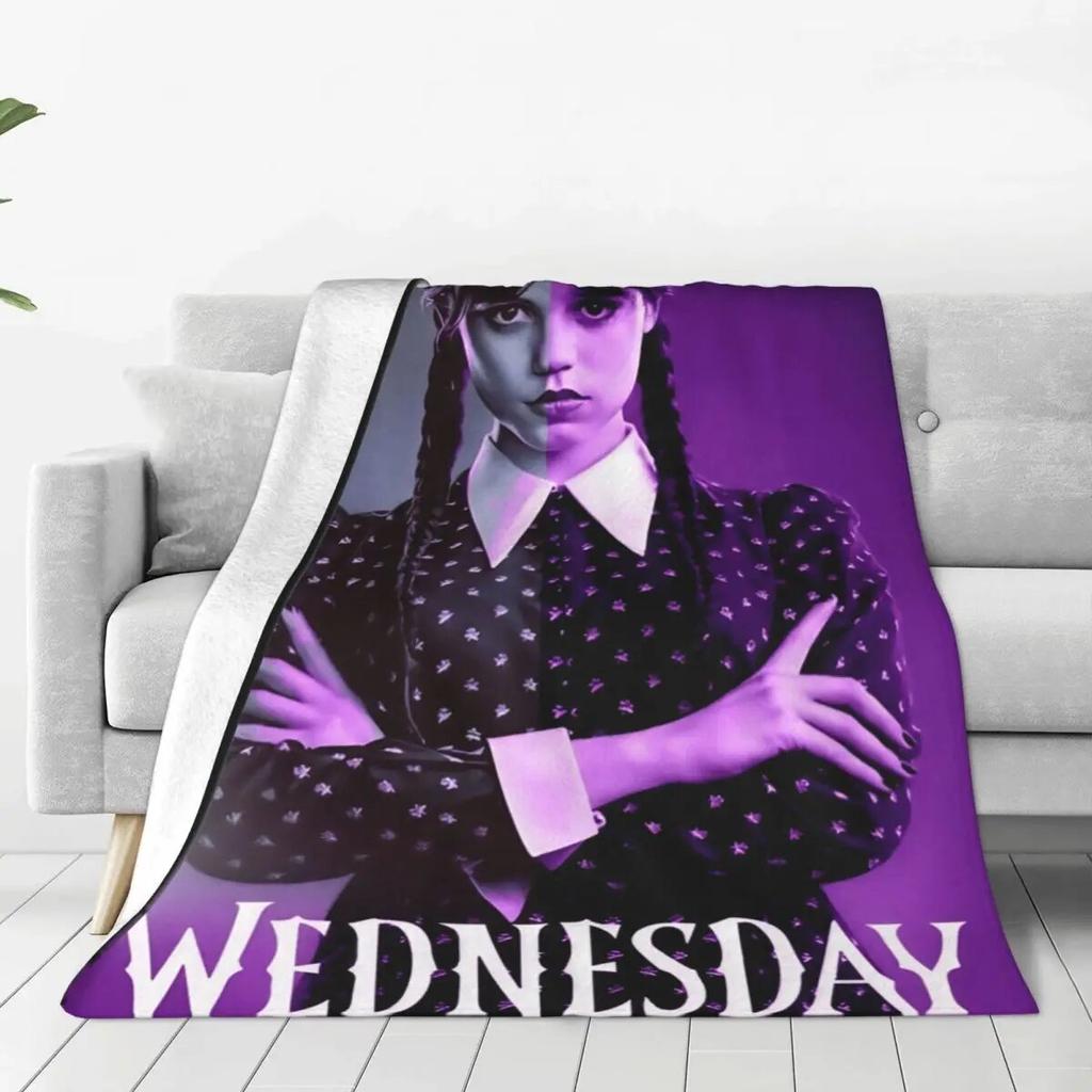 Cheap Wednesday Addams Tv Show Blanket Fleece Textile Decor Halloween ...