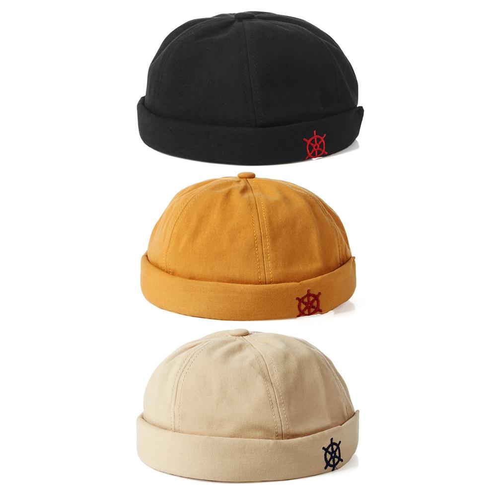 Buy Solid Color Docker Pumpkin Cap Women Men Retro Brimless Streetwear ...