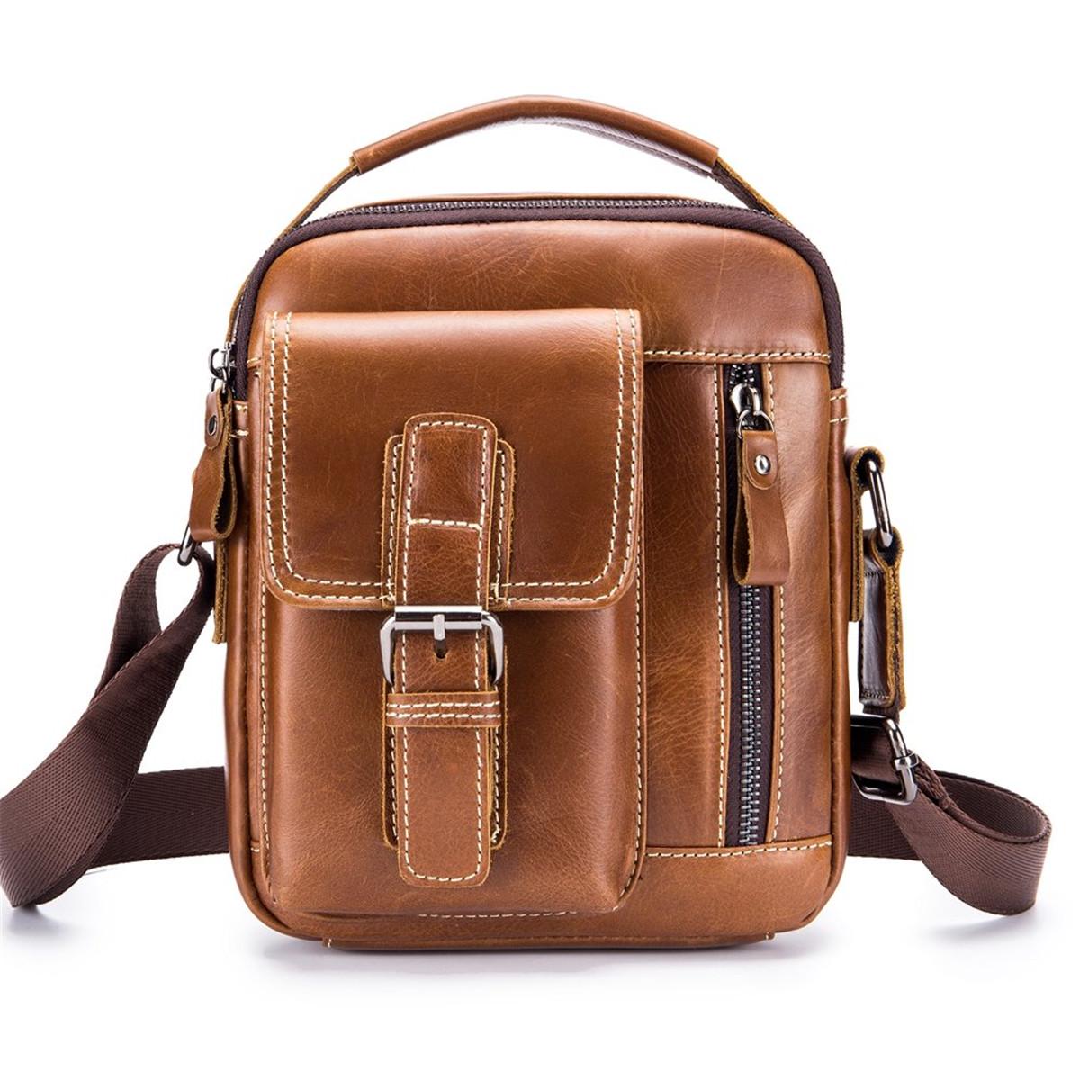 Echtes Leder Männer Retro-Business Crossbody Schulter Taschen ...