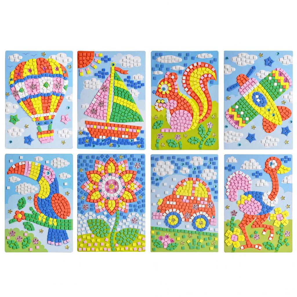 Güzel Karikatür Hayvan Araba 3D EVA Köpük Mozaik Boyama Çıkartma Çocuk ...