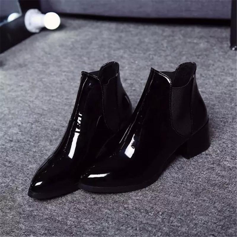 Buy Patent Leather Booties Shoes Ankle Boots Women Winter Female Shoes ...