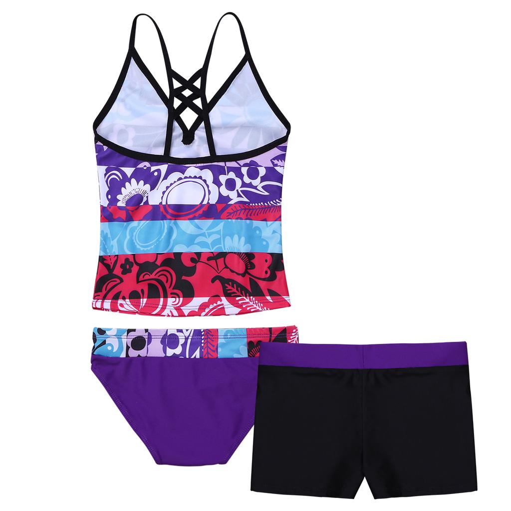 Buy Kids Girls Youth 3Pcs Halter Tankini Bathing Swim Suit Top with ...