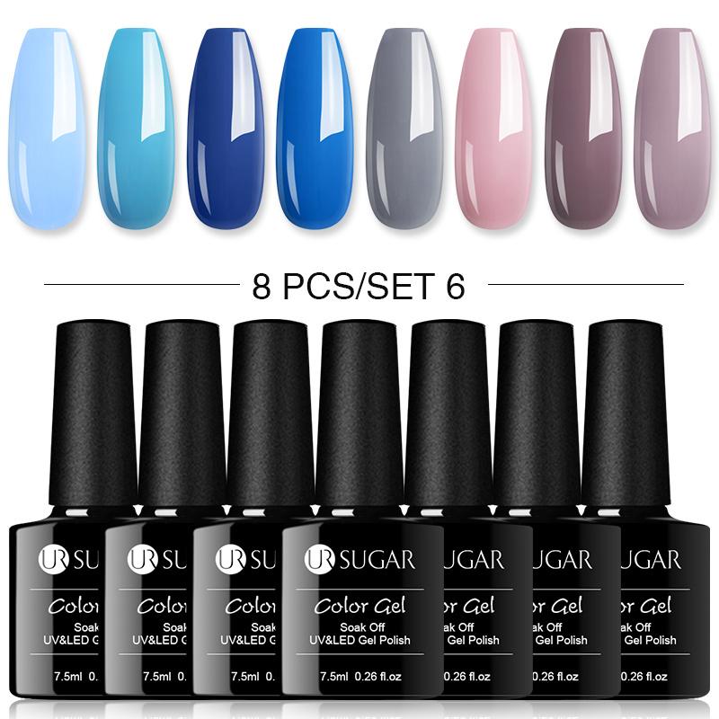 Buy 10/8pcs Colorful Nail Gel Polish Bling Sequins UV Gel Nail Varnish ...