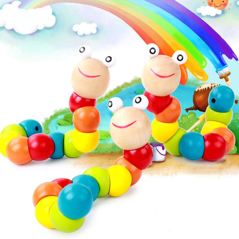 Buy Colorful Wooden Toys Spinner Twisting Worm Toys Count Fingers ...