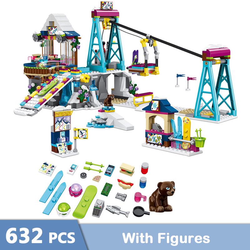 632pcs Winter Sports Snow Resort Ski Lift Cable Car Building Blocks ...
