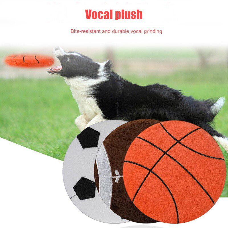 Buy Pet Toy Plush Disc Dog Interactive Soft Flying Spherical Disc Dog ...