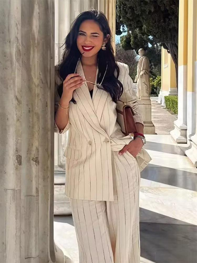 Kaufe Pinstripe White Blazer Women | Joom