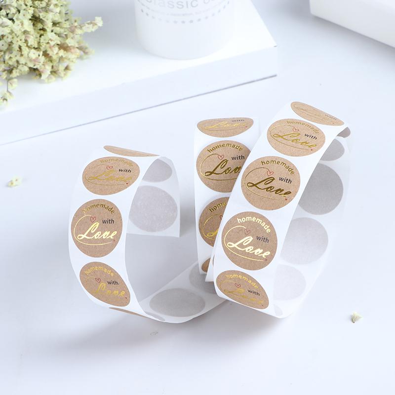 Buy 500Pcs Handmade Kraft Paper Round Labels With Love Stickers For ...