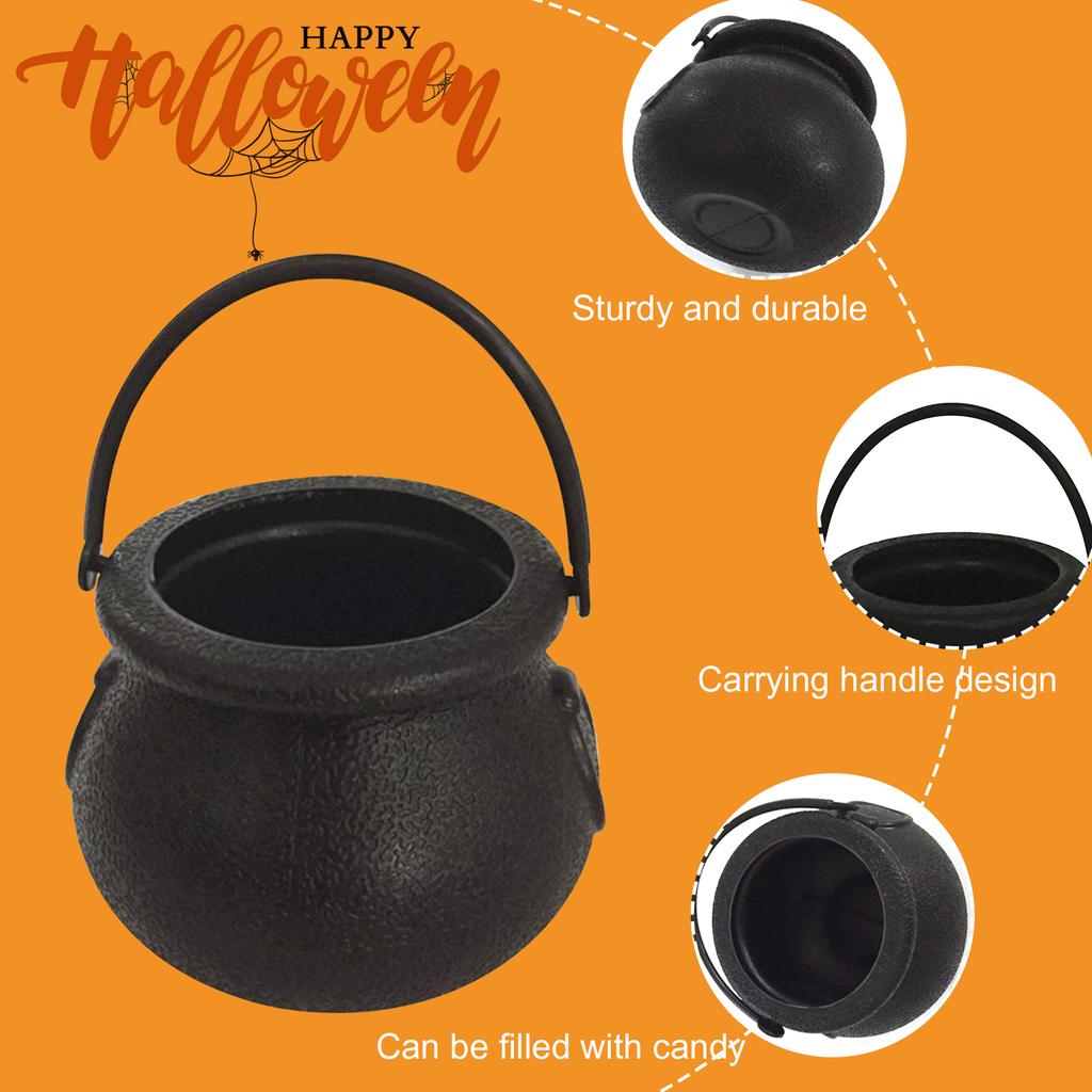 Buy Mini Halloween Candy Bucket Pot Portable Witch Cauldron Jar (Witch ...