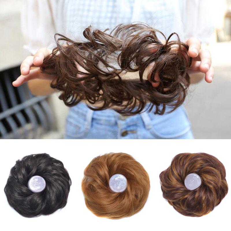 Buy Women Curly Wavy Hair Ring Hairpiece Hair Extension Synthetic Wig ...