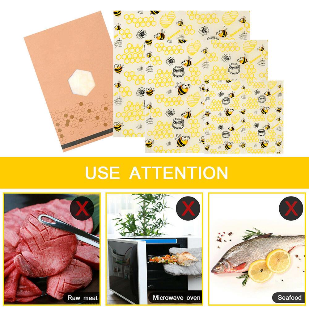 Buy 3Pcs Food Wax Paper Reusable Beeswax Fresh Cloth Wraps Eco-Friendly ...