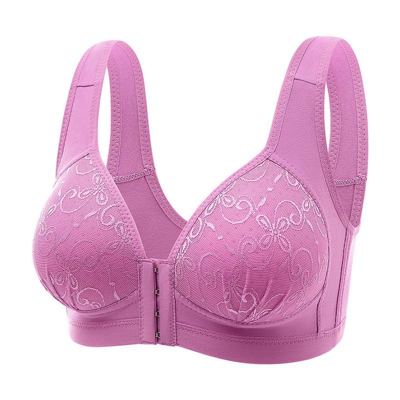 Buy Women's Breathable Wireless Bra Lace Front Fastening Push Up Large ...