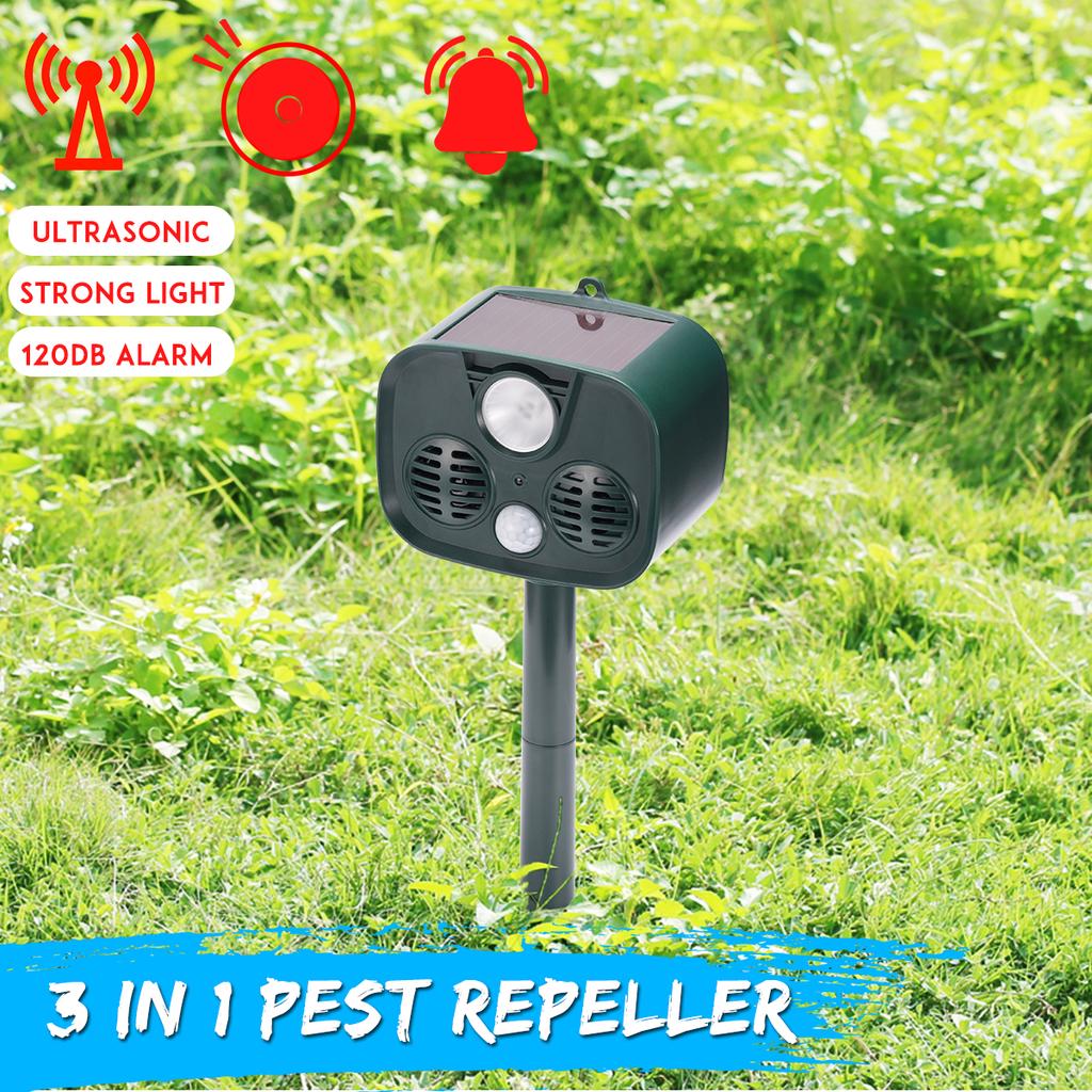 Buy Solar Ultrasonic Bird Repeller for Garden LED Flash Mole Ultrasound ...