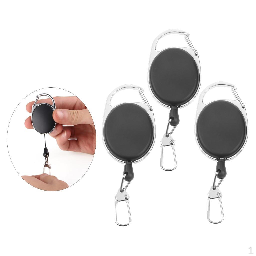 Buy 3pack Retractable Key Retractor Reel Clip Belt Card Keyring Crafts ...