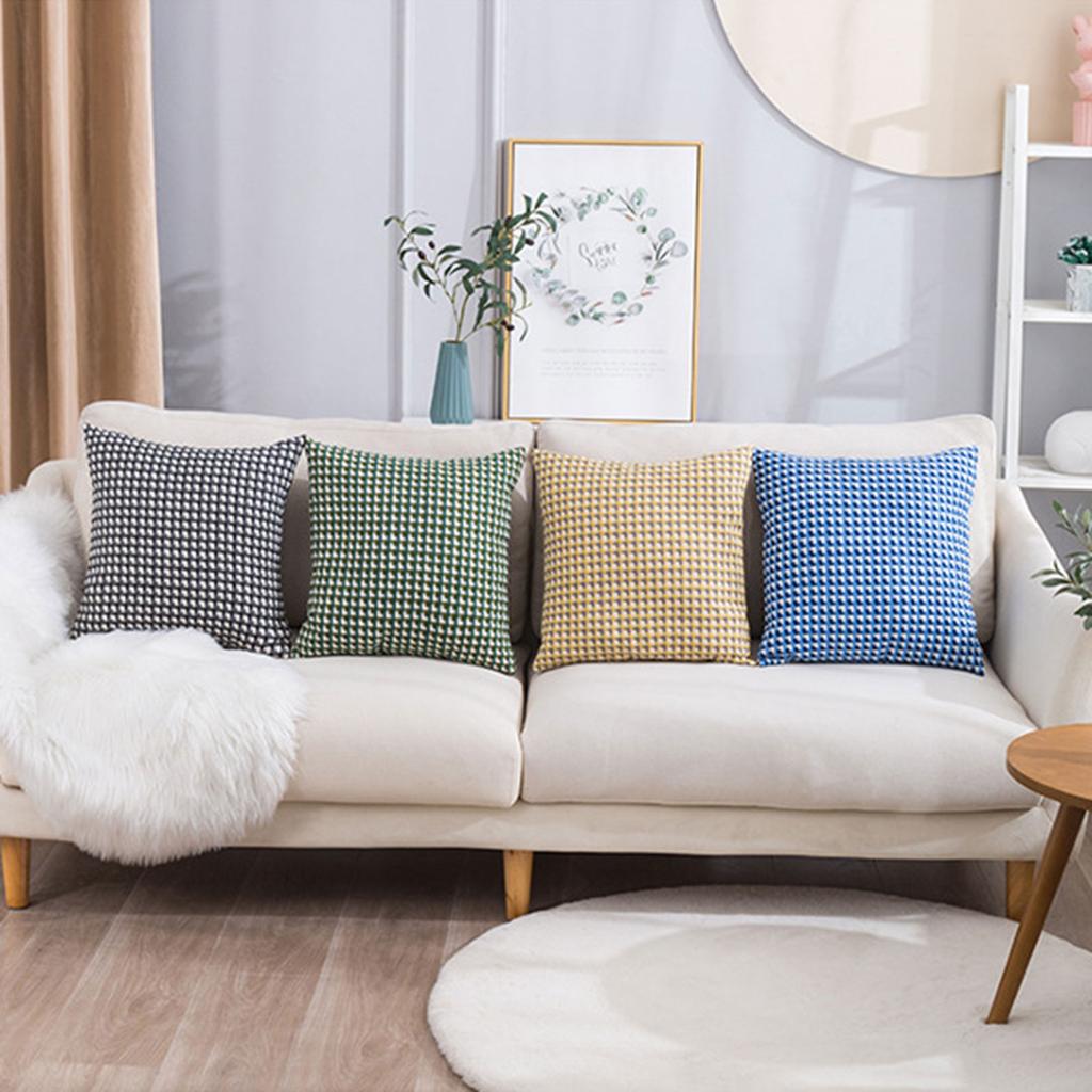Buy Simple Plaid Polyester Pillow Cover 45x45cm Pillows Case Cushion ...