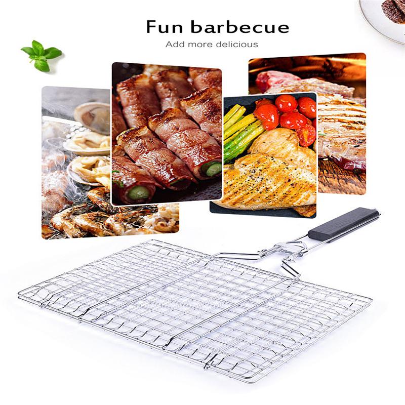 Barbecue Grilled Fish Clip BBQ Wire Mesh Grill Net Outdoor Camping Tool ...