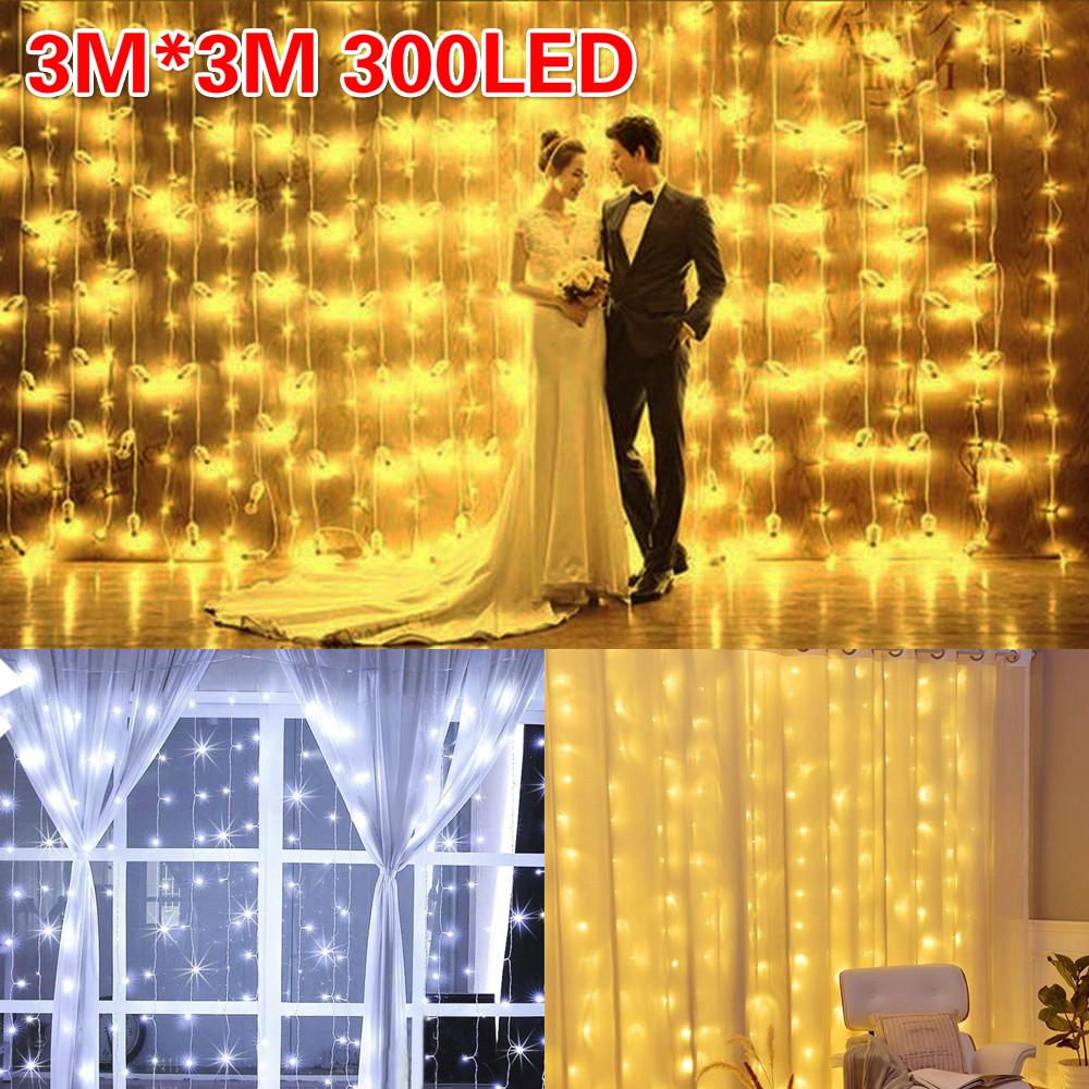 Buy 3×3M Led Curtain Holiday Lights EU 220V Light Decoration Led Fairy ...