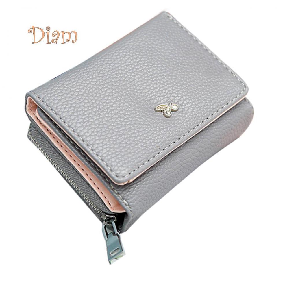 Buy Dilara Leather Solid Color Women Short Purse Card Cash Small Zipper ...
