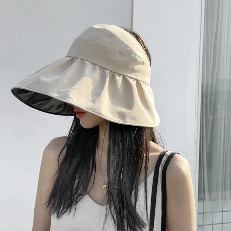 Buy Summer Sun Hat with Pearl Adjustable Big Heads Wide-brimmed Beach ...