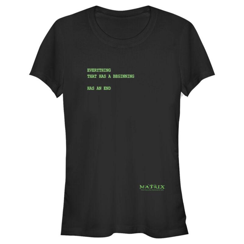 Juniors The Matrix Everything Has an End T-shirt New Women Top Shirts T ...