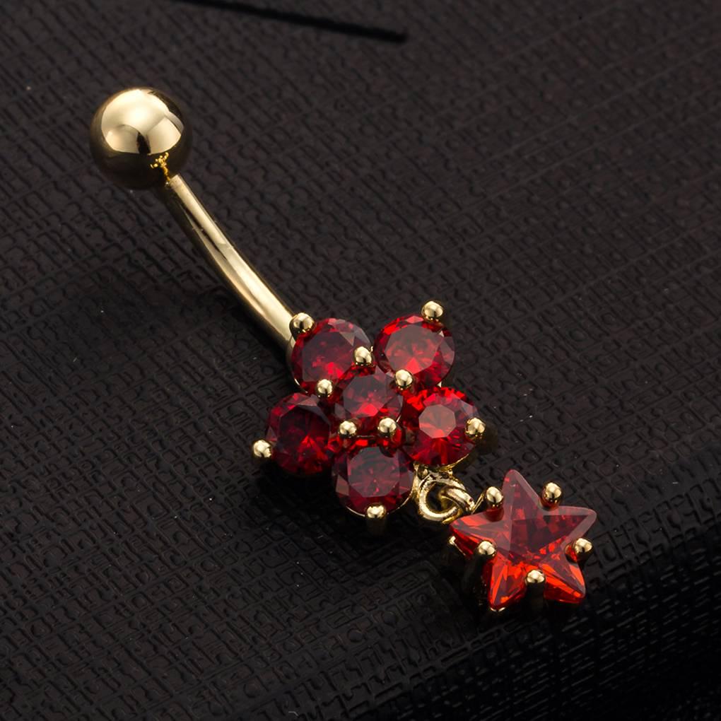 Buy Flower Star Dangle Navel Belly Button Ring Copper Umbilical Nail ...