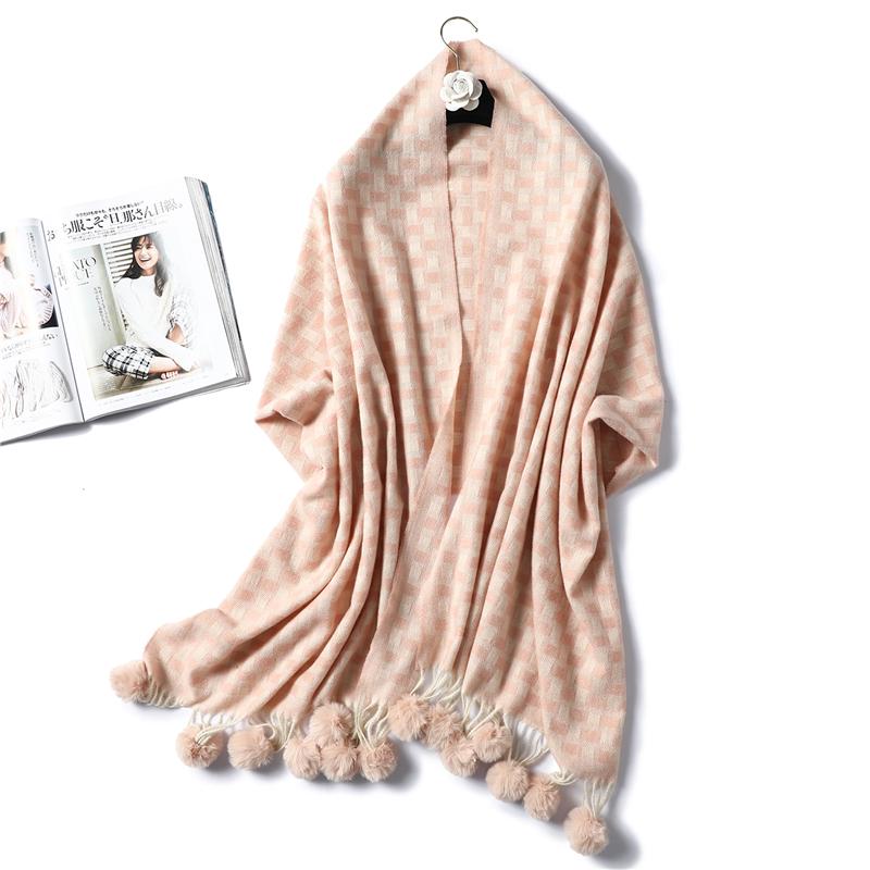 Knit Women Winter Scarf Plaid Pashmian Shawls Lady Wraps Cashmere ...