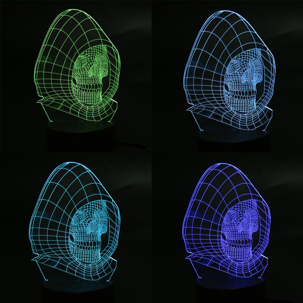 Buy Colorful 3D Skull LED Lamp Headlight Visual Creative Gift with USB ...