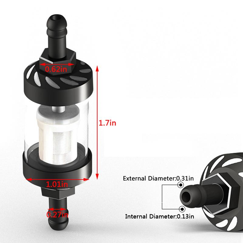 Buy Universal Chrome & Glass Washable Fuel Petrol Diesel Inline ...