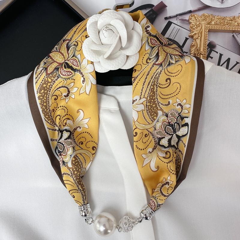 Cheap Magnetic buckle silk scarf summer necklace scarf pendant thin ...