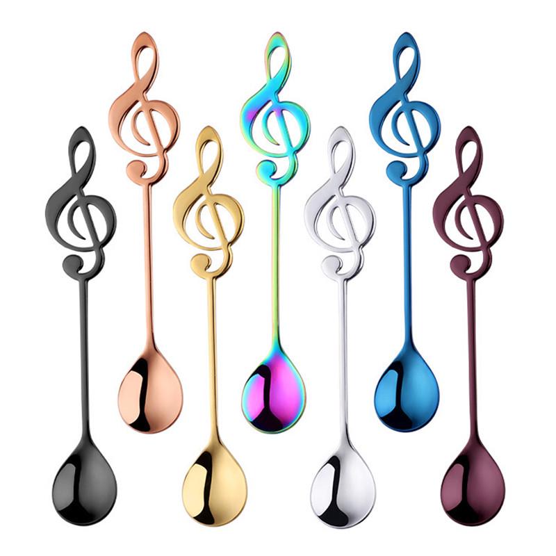 Buy 1PC Stainless Steel Spoon Coffee Spoon Music Shape Mixing Spoon ...