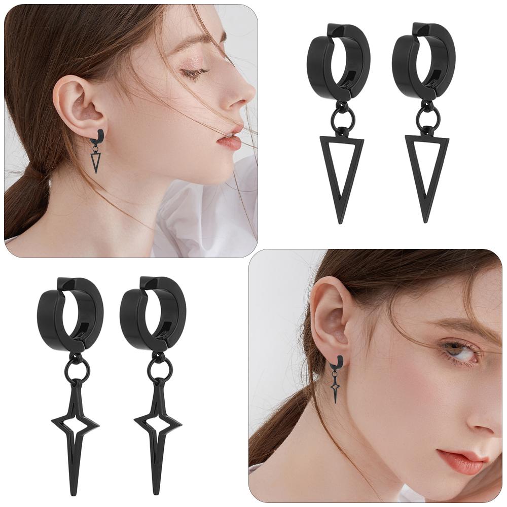 Buy Triangle Star Pendant Drop Long Tassel Ear Hook Gothic Geometry ...