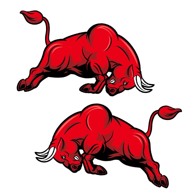 S52417# 2 Pieces Angry Bull Stickers on The Car Vinyl Decal Waterproof ...