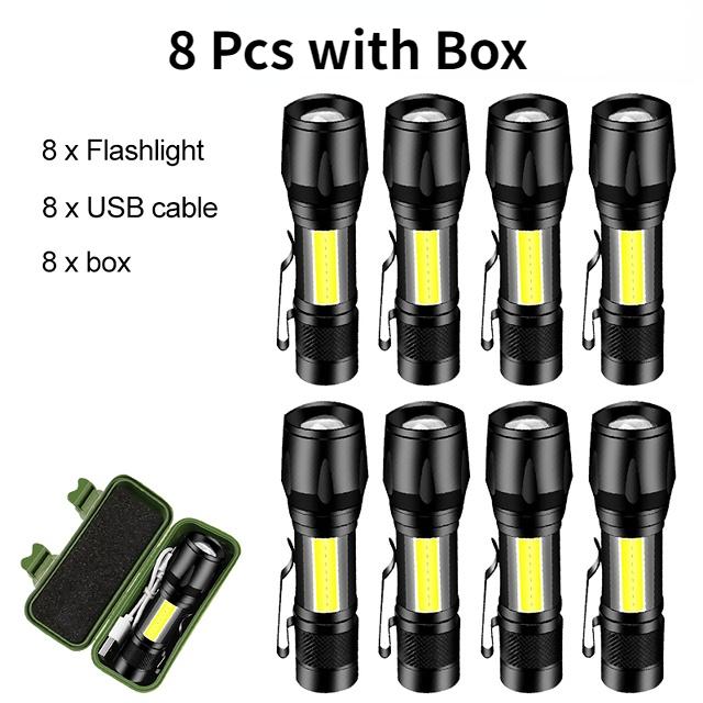 Cheap Portable mini LED flashlight, USB rechargeable zoom flashlight ...