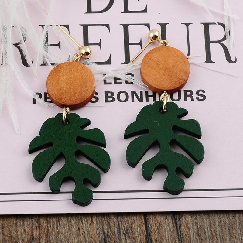 Buy Monstera Leaf Dangle Drop Earrings Tropical Plant Hollow Earring ...