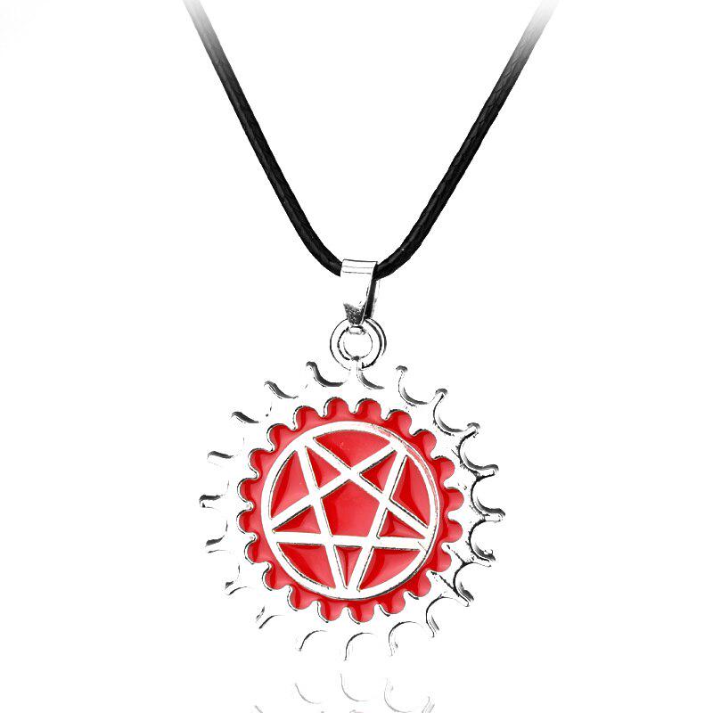 Buy Anime Black Butler Necklace Pendant Red Enamel Pentagram Logo ...