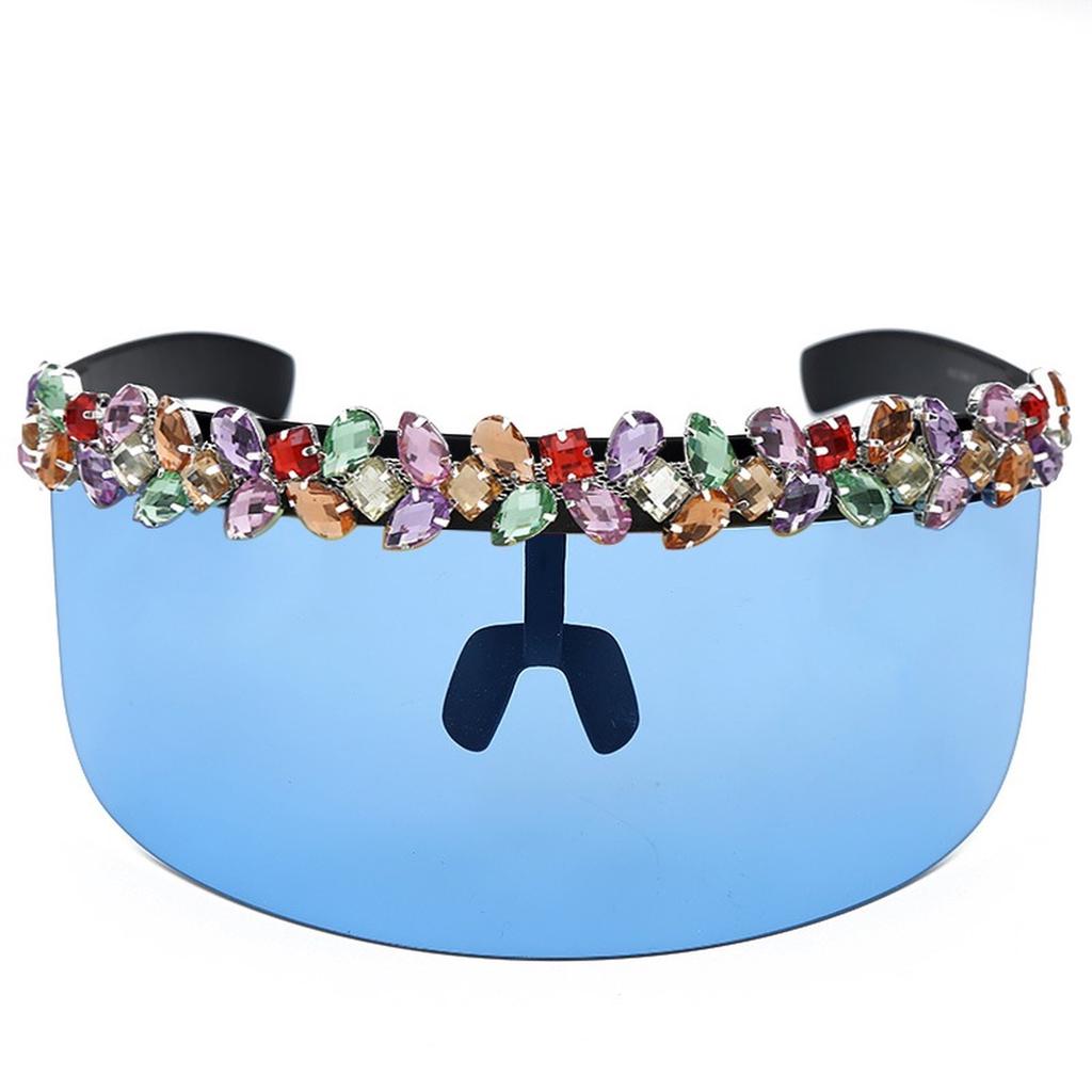 Buy Oversized Diamond Goggle Sunglasses Women One-piece Vintage Mirror ...