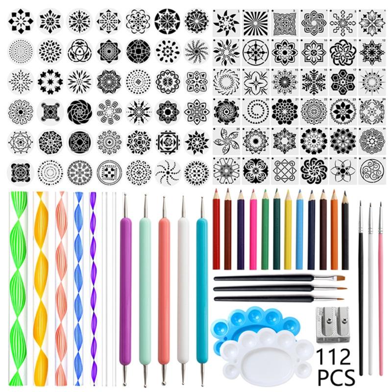 112PCS Mandala Painting Tool Set, Nail Mandala Arts Craft Kits with ...