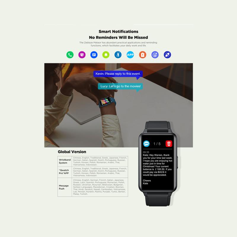 Buy Zeblaze Meteor Blood Oxygen Blood Pressure Heart Rate Monitoring Custom Dial Touch Screen ...